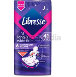 LIBRESSE Long & Wide Fit Maxi Night Secure Wing 41cm 6s