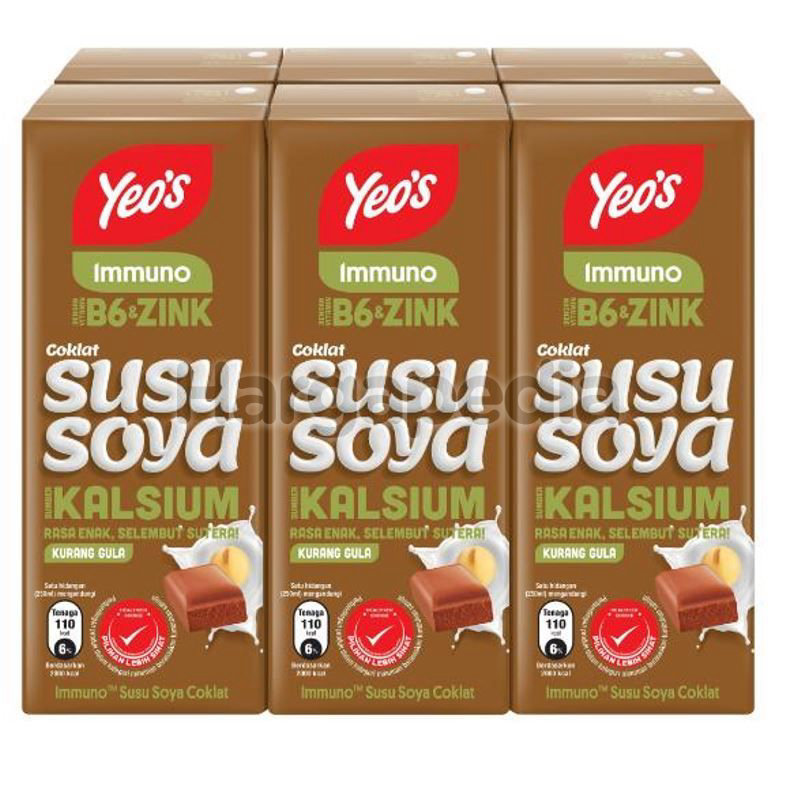 YEO'S Immuno B6 & Zinc Chocolate Soy Milk 6x250ml