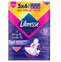 LIBRESSE Long Wide Fit Back Night Wings 35cm 3x6s