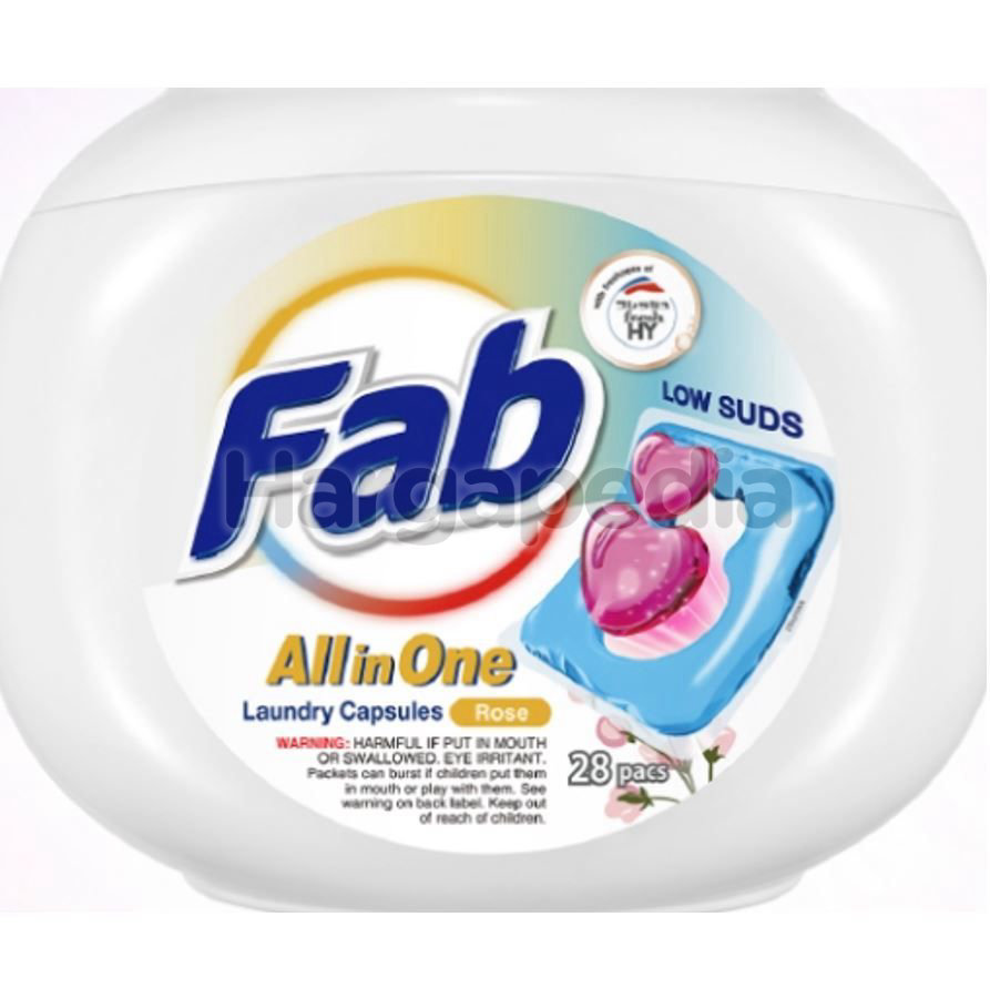 FAB(NEW) Fab All In One Low Suds Rose Laundry Capsules 28x10ml